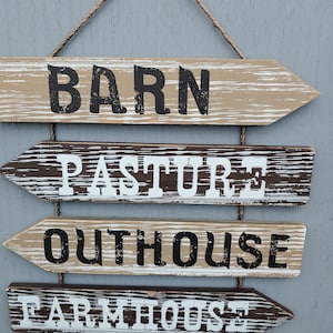 Rustic Farm Wood Sign Arrows Barn Pasture Outhouse Farmhouse Outdoors ...