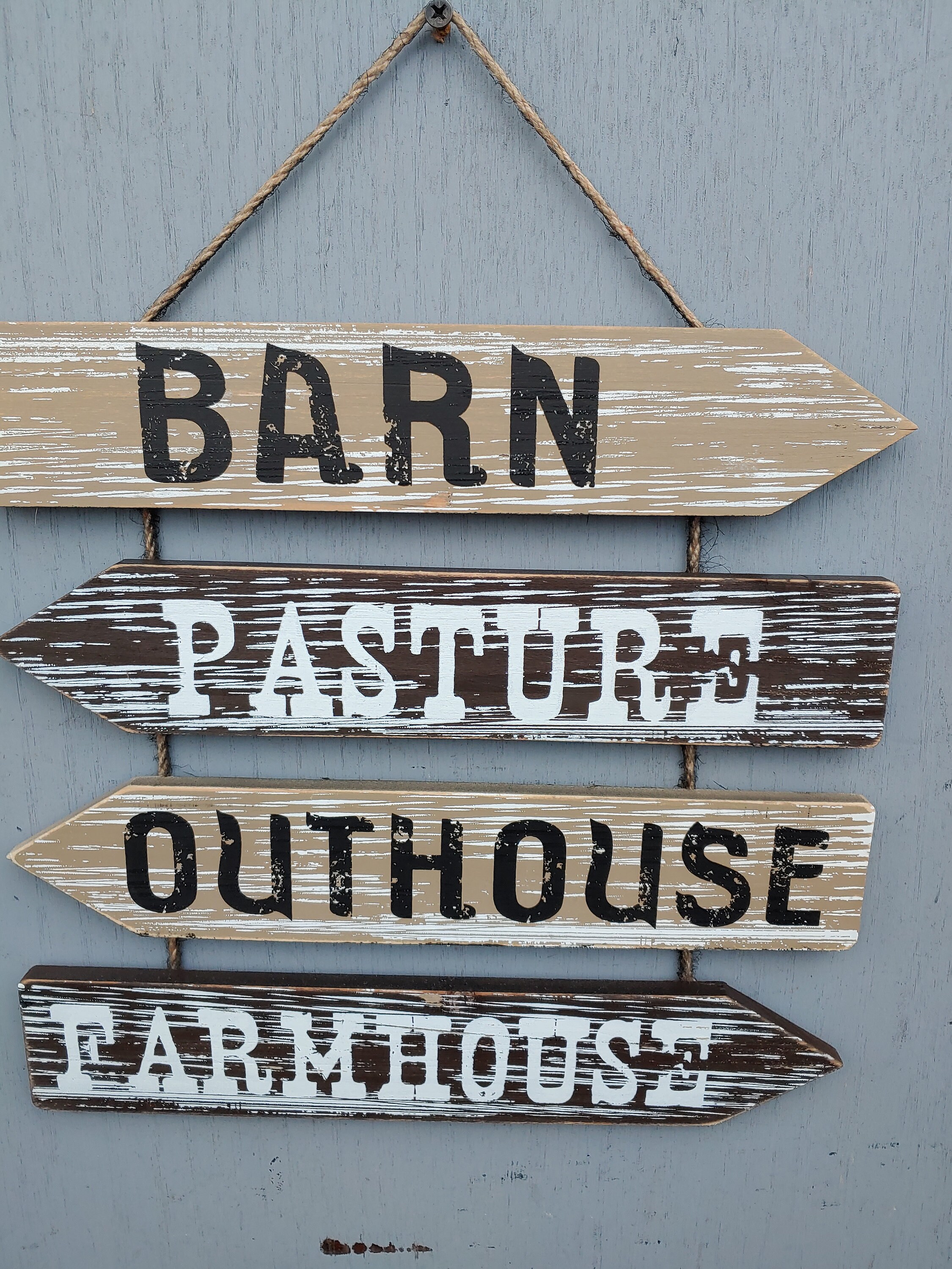 Rustic Farm Wood Sign Arrows Barn Pasture Outhouse Farmhouse Outdoors ...
