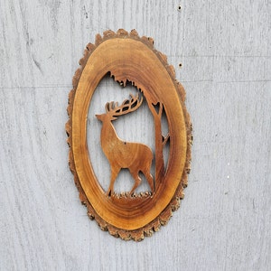 Vintage Live Edge Elk Cutout Design Wall Hanging Cabin Decor Rustic Art ...