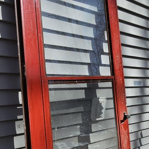 Red Painted Metal Combination Storm Door Window Screen Intact ...