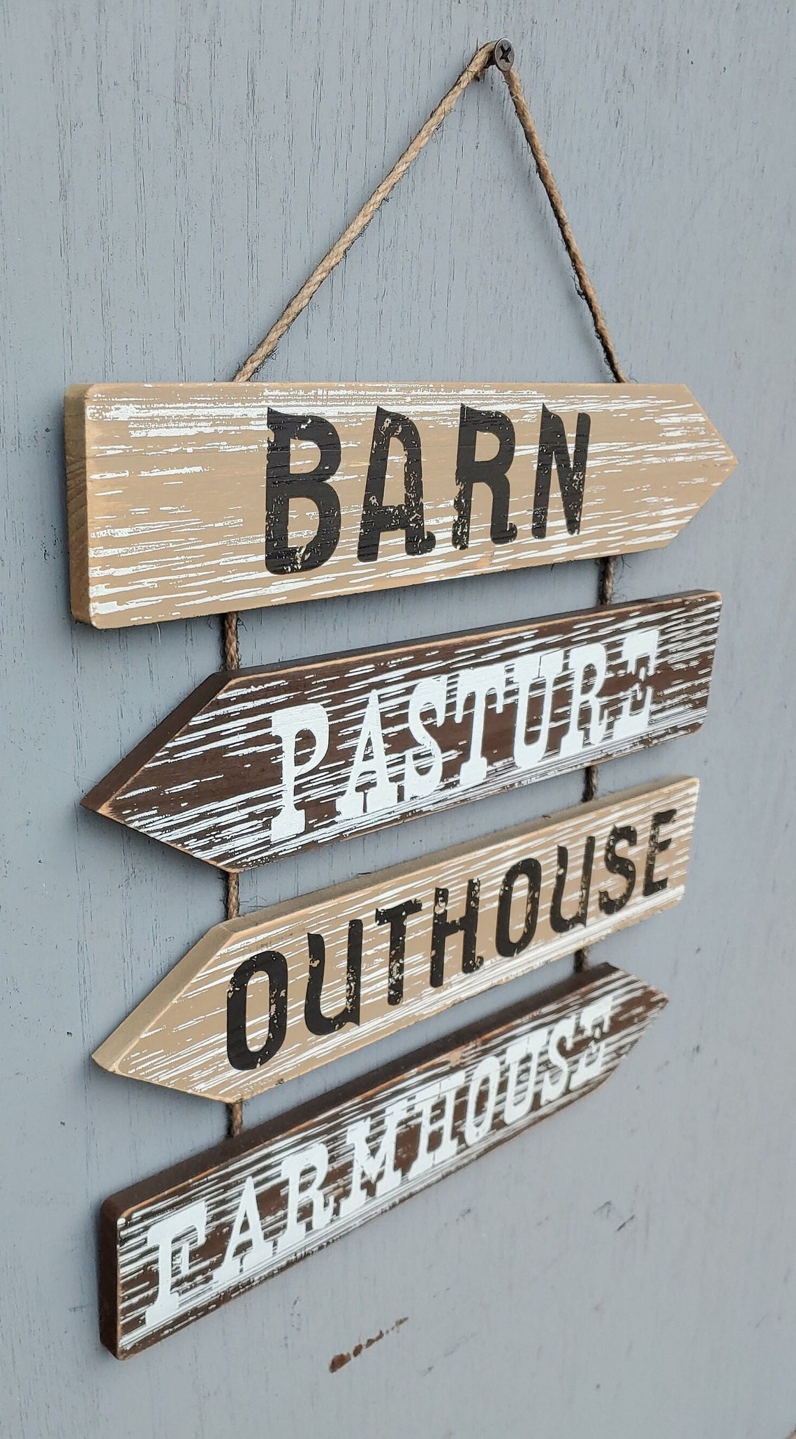 Rustic Farm Wood Sign Arrows Barn Pasture Outhouse Farmhouse Outdoors ...