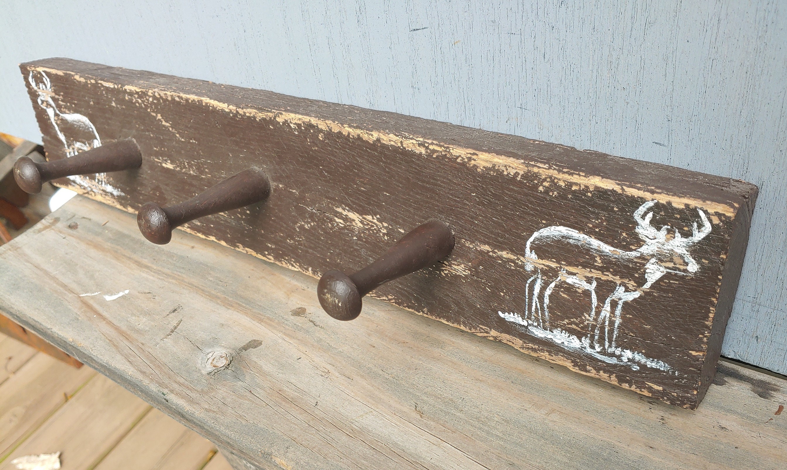Rustic Wood Deer Coat/hat Hanger, Wildlife, Woodland Animal, Storage ...