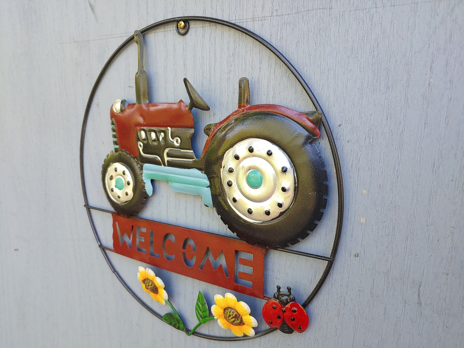 Metal Wire Rustic Tractor Welcome Sign Sunflowers Door Decor - Etsy