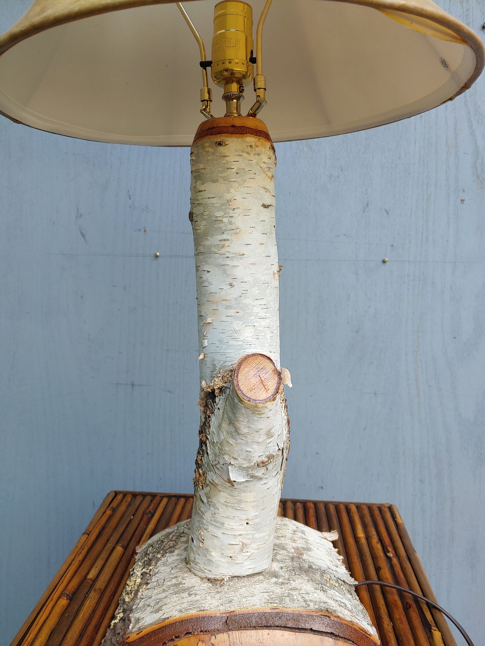 Birch Log Lamp With Faux Leather Shade Rustic Lamp Birch - Etsy