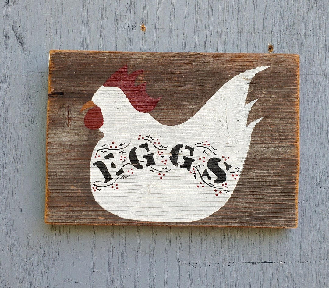 Vintage Farm Chicken Sign "eggs" Farmhouse Decor Distressed Wood ...