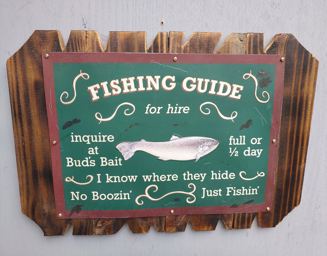 Fishing Guide Sign Rustic Comical Amusing Fish Wall Art Decor 263 - Etsy