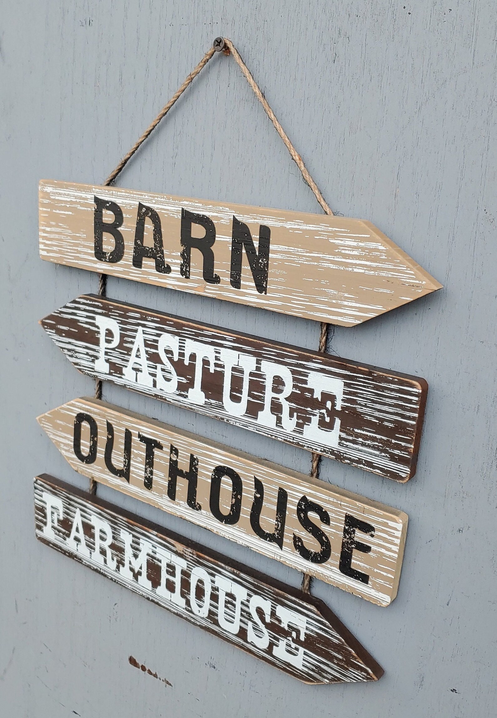 Rustic Farm Wood Sign Arrows Barn Pasture Outhouse Farmhouse Outdoors ...