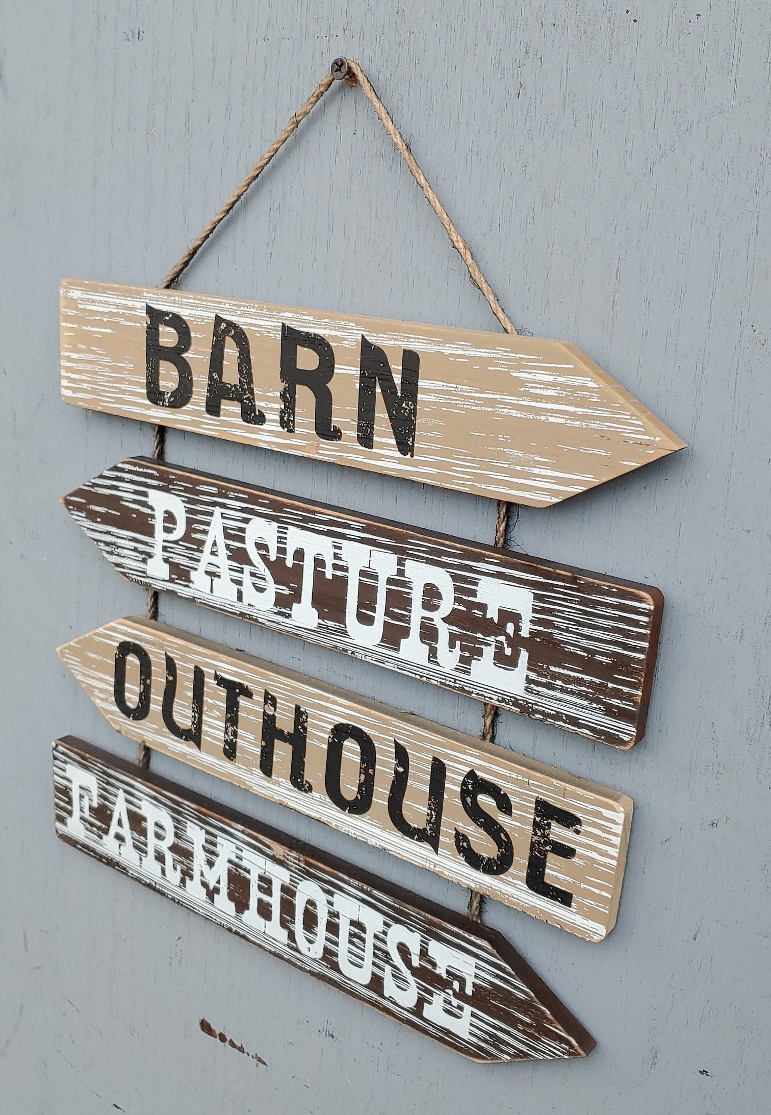 Rustic Farm Wood Sign Arrows Barn Pasture Outhouse Farmhouse Outdoors ...