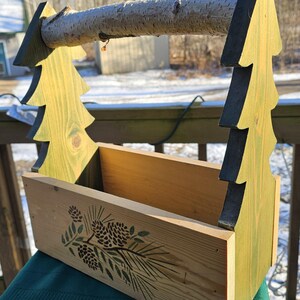 Birch Handle Tool Box Pine Tree Side Painted Sides Flower Box Garden ...