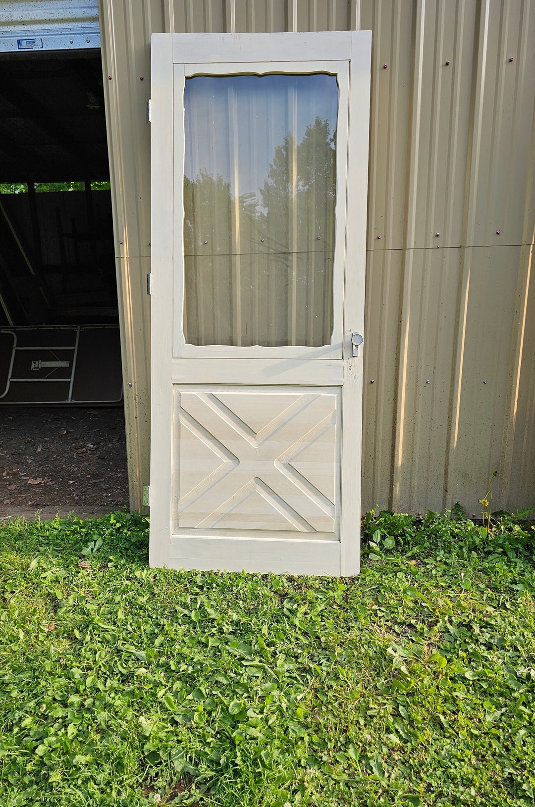 Crosshatch Storm Door Replaceable Window Wood Hardware Replacement ...