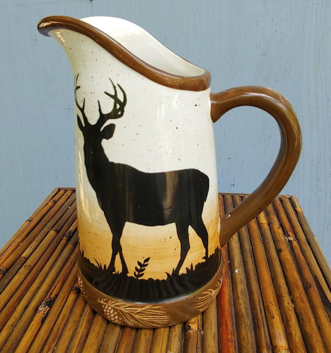 Rustic Ceramic Buck Pitcher Juice Milk Iced Tea Beer Coffee Kitchen ...