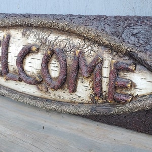 Vintage Resin welcome Sign Rustic Birch Tree - Etsy