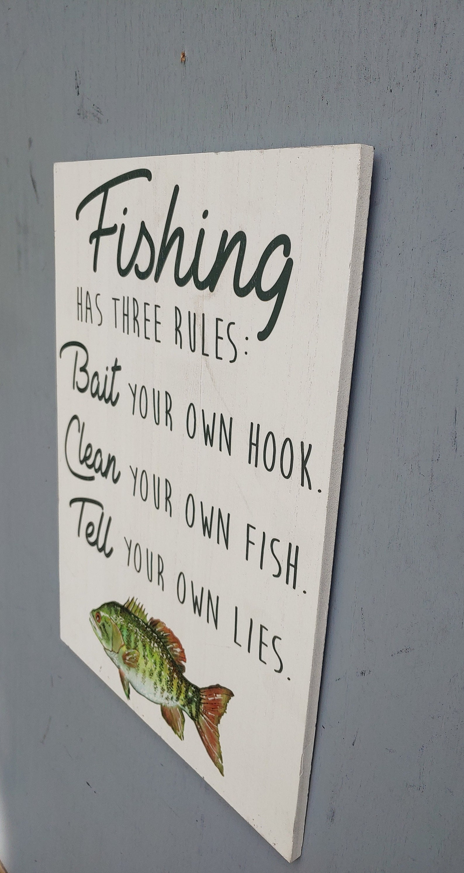 Fishing Rules Sign Lake Ocean River Wildlife Decor Rustic Wall - Etsy