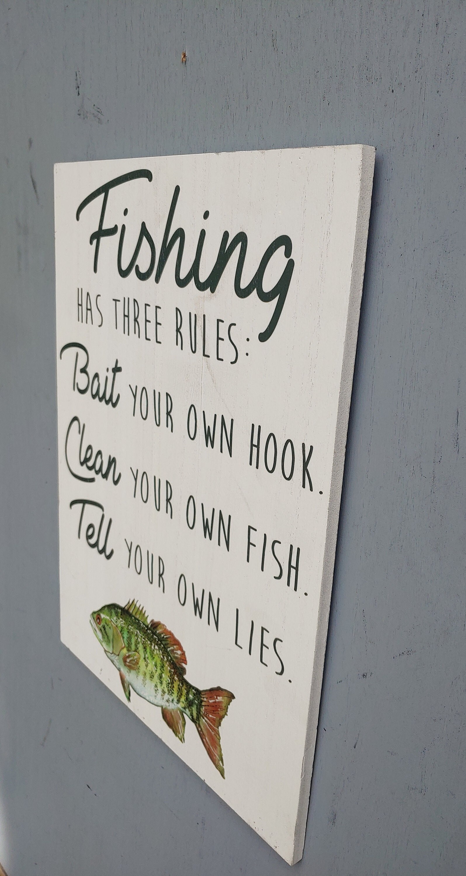 Fishing Rules Sign Lake Ocean River Wildlife Decor Rustic Wall - Etsy