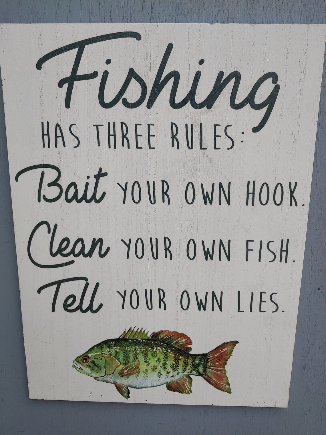 Fishing Rules Sign Lake Ocean River Wildlife Decor Rustic Wall - Etsy