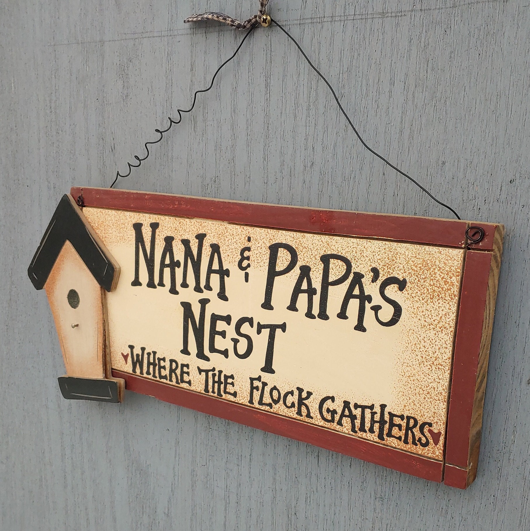Vintage nana & Papa's Nest Sign where the Flock Gathers Birdhouse ...