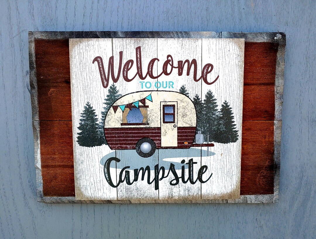 Rustic Welcome Camper Sign: Sparkly Campsite Wall Decor ~ 178 - Etsy