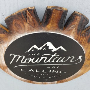 Rustic Mountain Wooden Sign: 'mountains Calling' Metal Art ~ 458 - Etsy