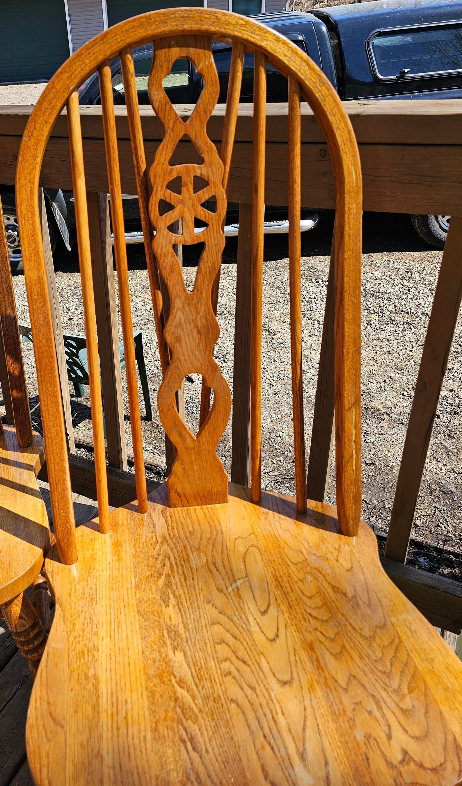 Vintage Windsor Back Chairs Fiddle Wheel Dining Kitchen Seats Oak ...