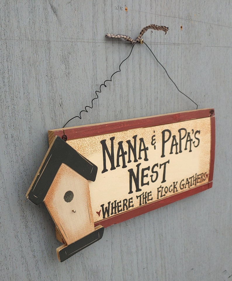 Vintage nana & Papa's Nest Sign where the Flock Gathers Birdhouse ...