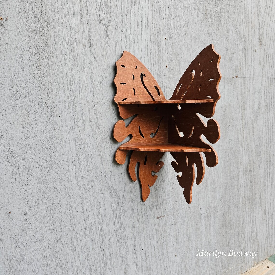 Corner Butterfly Shelf Wall Hanging: Wood Knick-knacks Two Shelves ...
