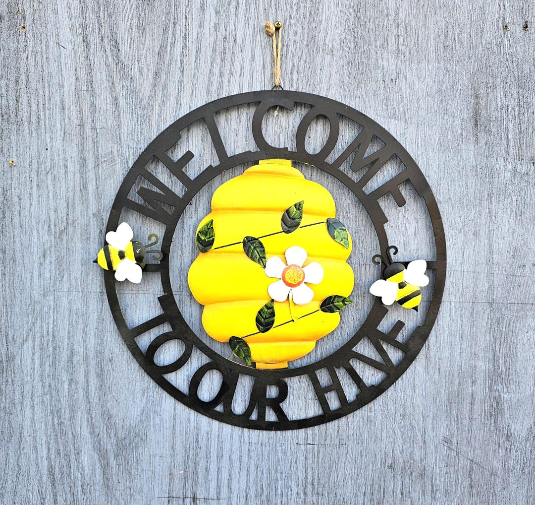 Welcome to Our Hive Sign: Metal Bee Decor, 14" Diameter ~ 1792 - Etsy