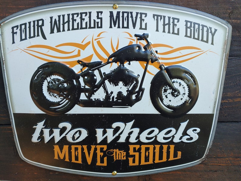 Motorcycle Wall Decor Roads Biking Traveling Red Neck Man Cave Garage ...