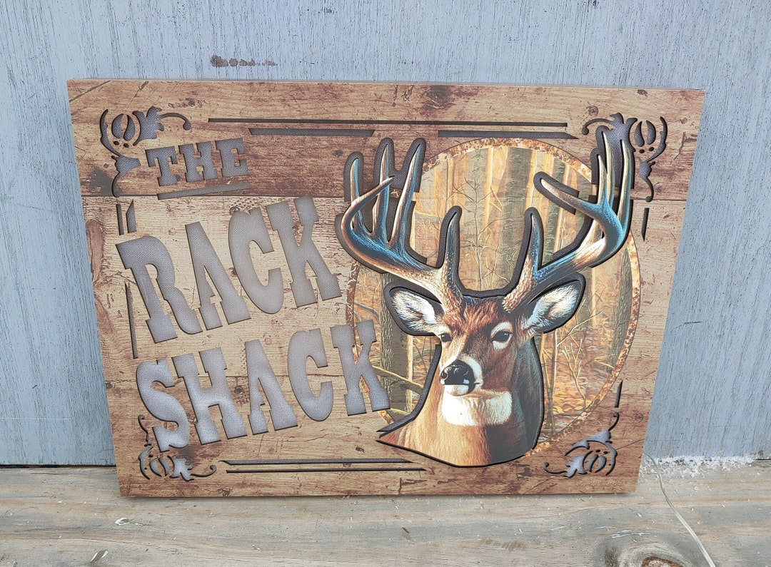Whitetail Deer Lighted the Rack Shack Sign Rustic - Etsy