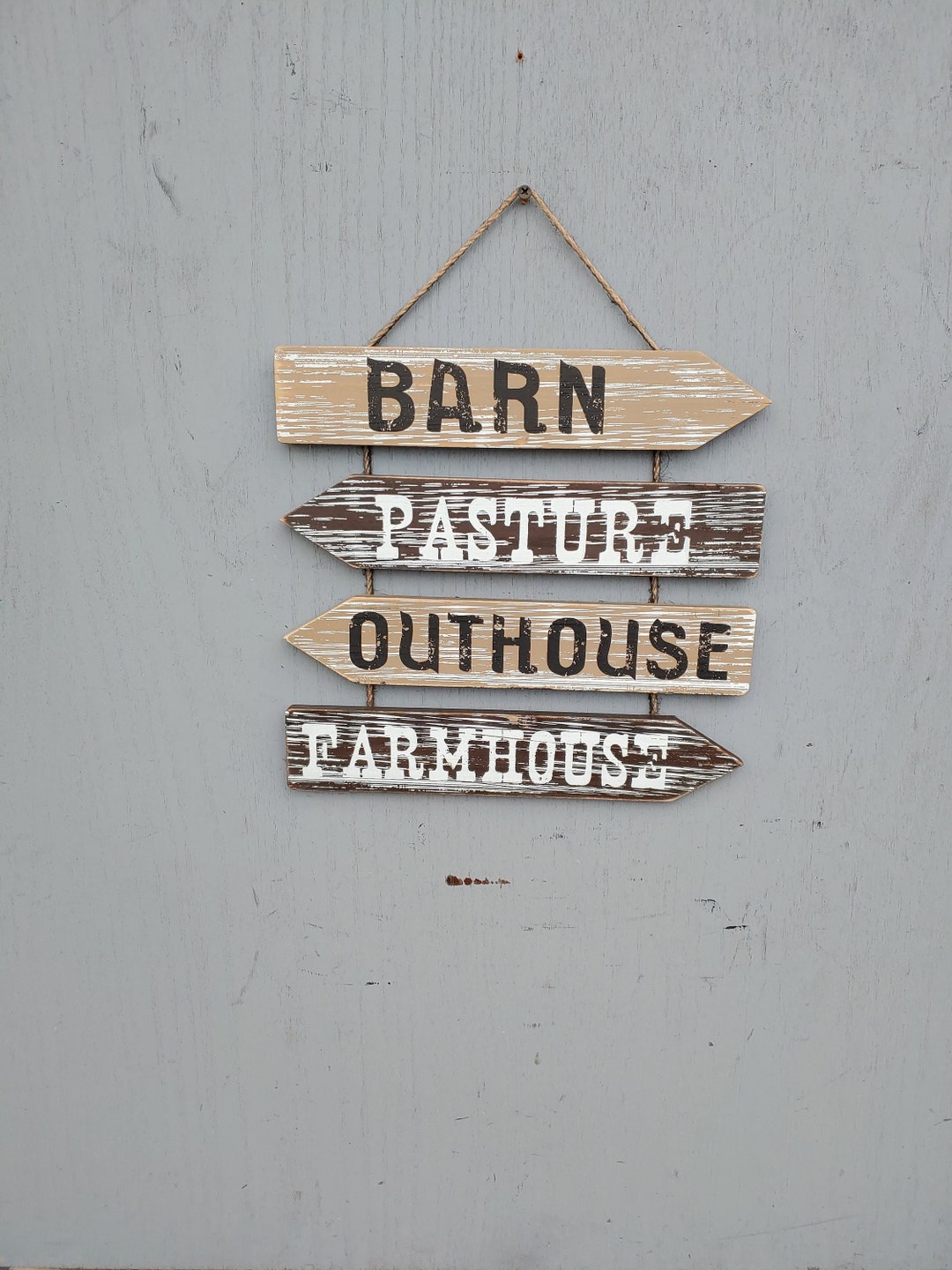 Rustic Farm Wood Sign Arrows Barn Pasture Outhouse Farmhouse Outdoors ...