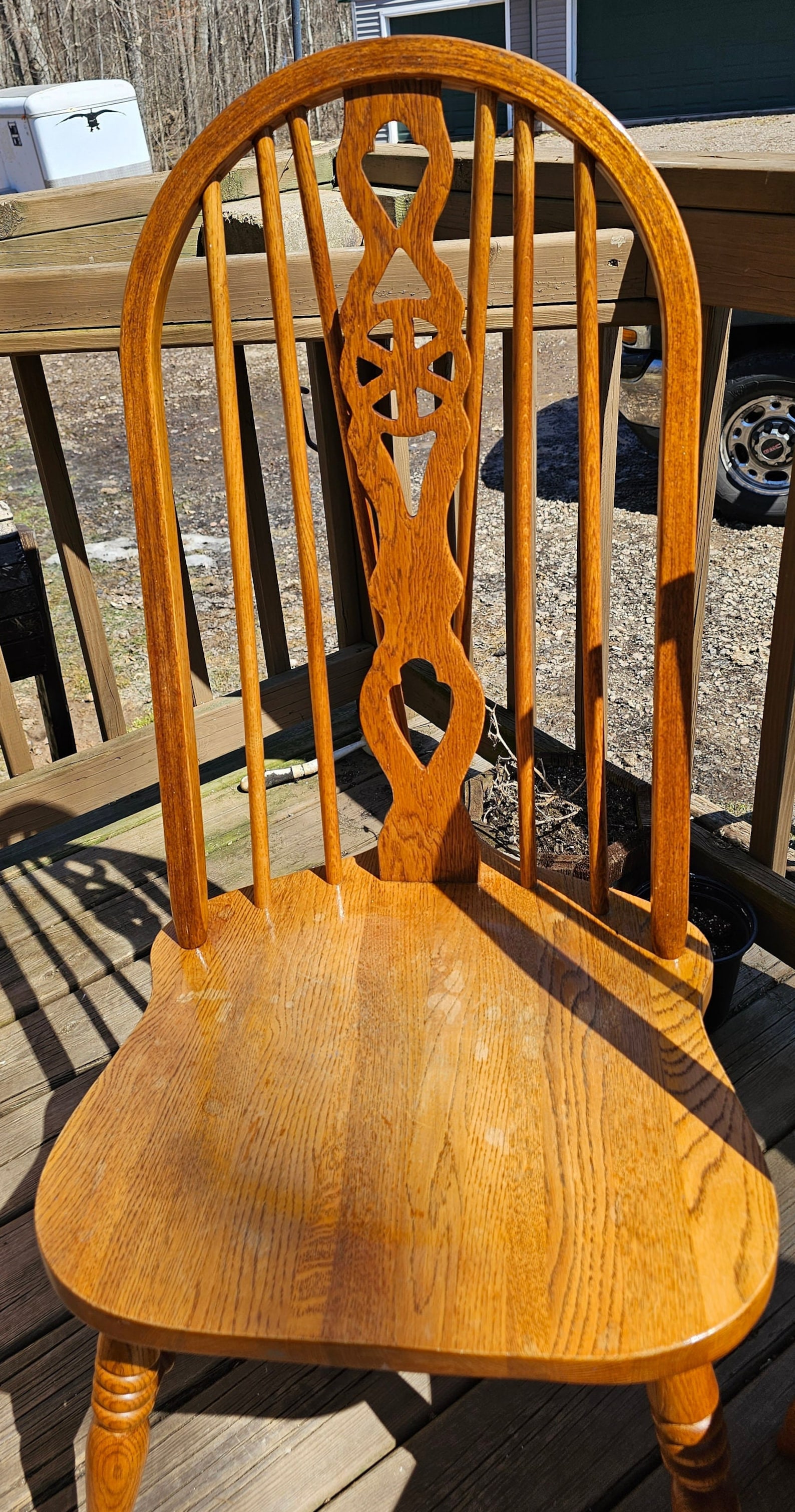 Vintage Windsor Back Chairs Fiddle Wheel Dining Kitchen Seats Oak ...