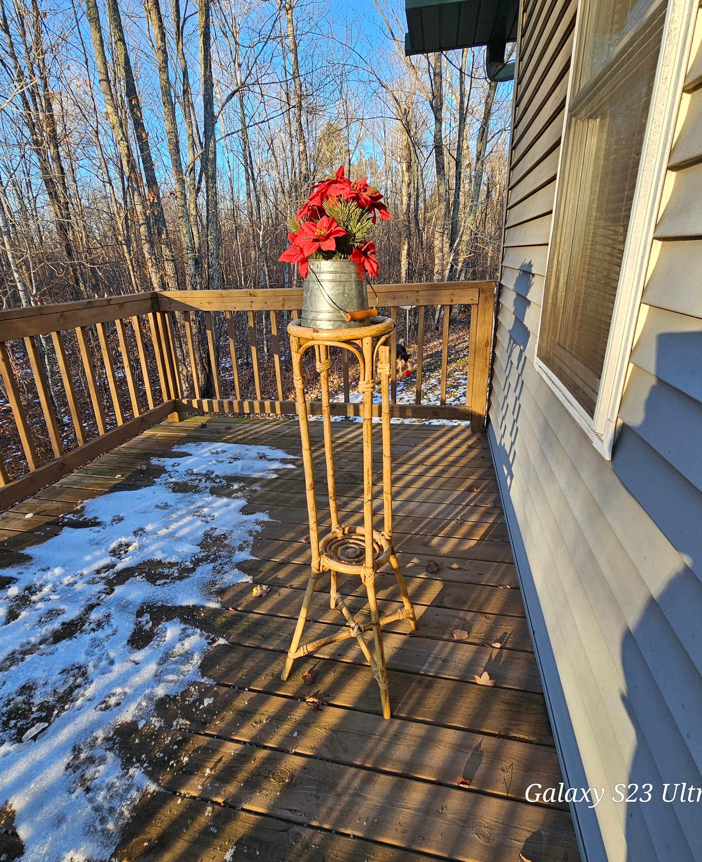 Spiral Bamboo Plant Stand Two Tier Indoor Outdoor Mid Century Vintage ...