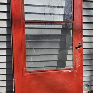 Red Painted Metal Storm Door: Architectural Salvage Replacement (35 1/2 ...