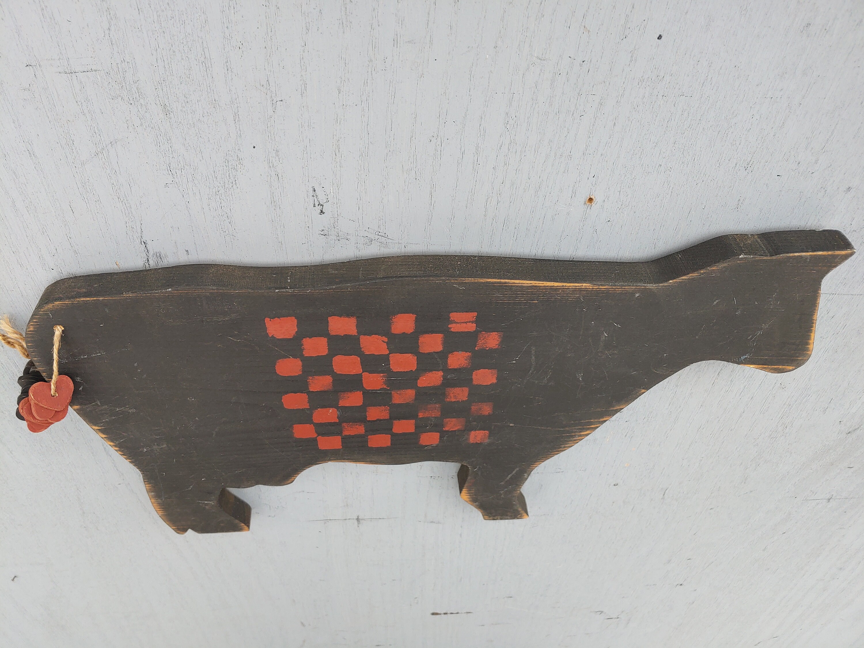 Checkerboard Cow Silhouette: Hand Painted Farmhouse Wall Hanging ~ 560 ...
