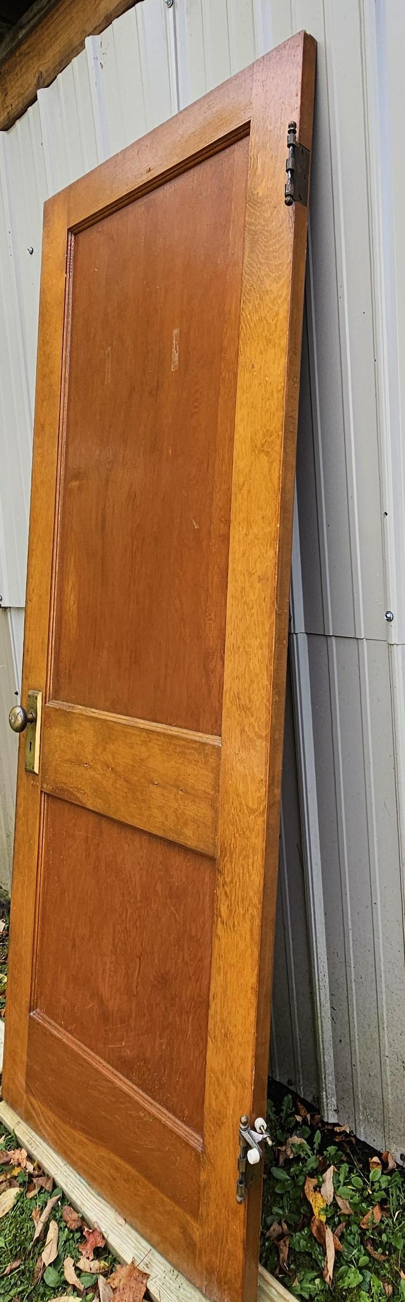 Vintage Solid Wood Two Panel Door - 1940s Salvage With Original ...