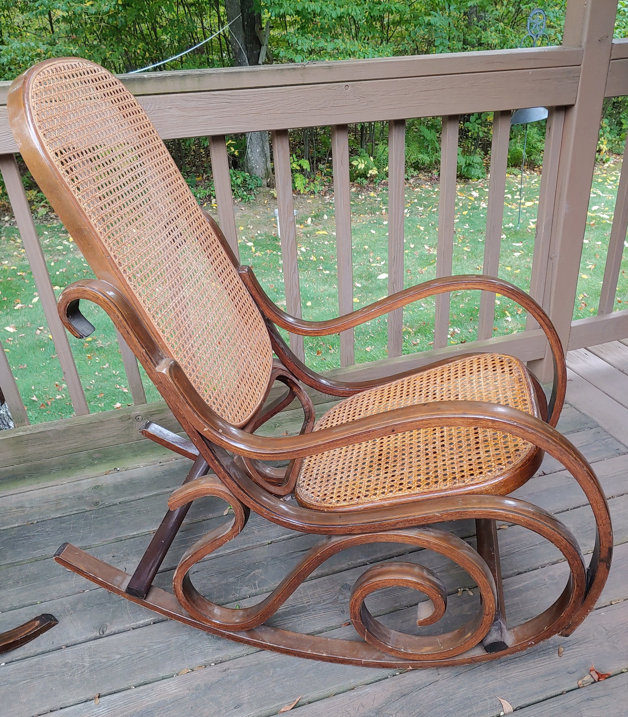 Vintage Bentwood Cane Rocking Chair Matching Cane Table SHIPPING IS NOT ...