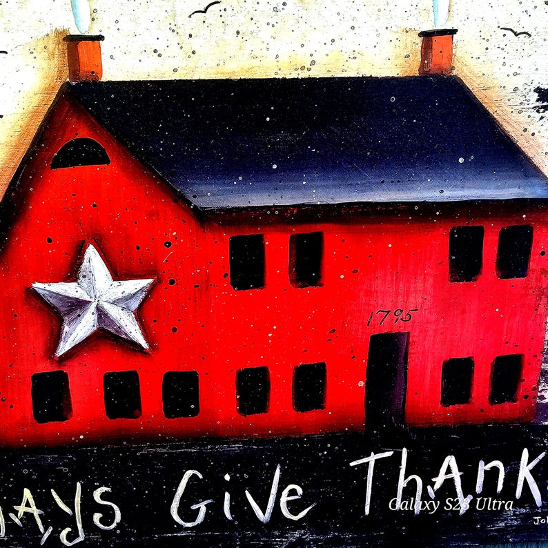 Vintage John Sliney Painting Print: Barn Schoolhouse "always Give ...