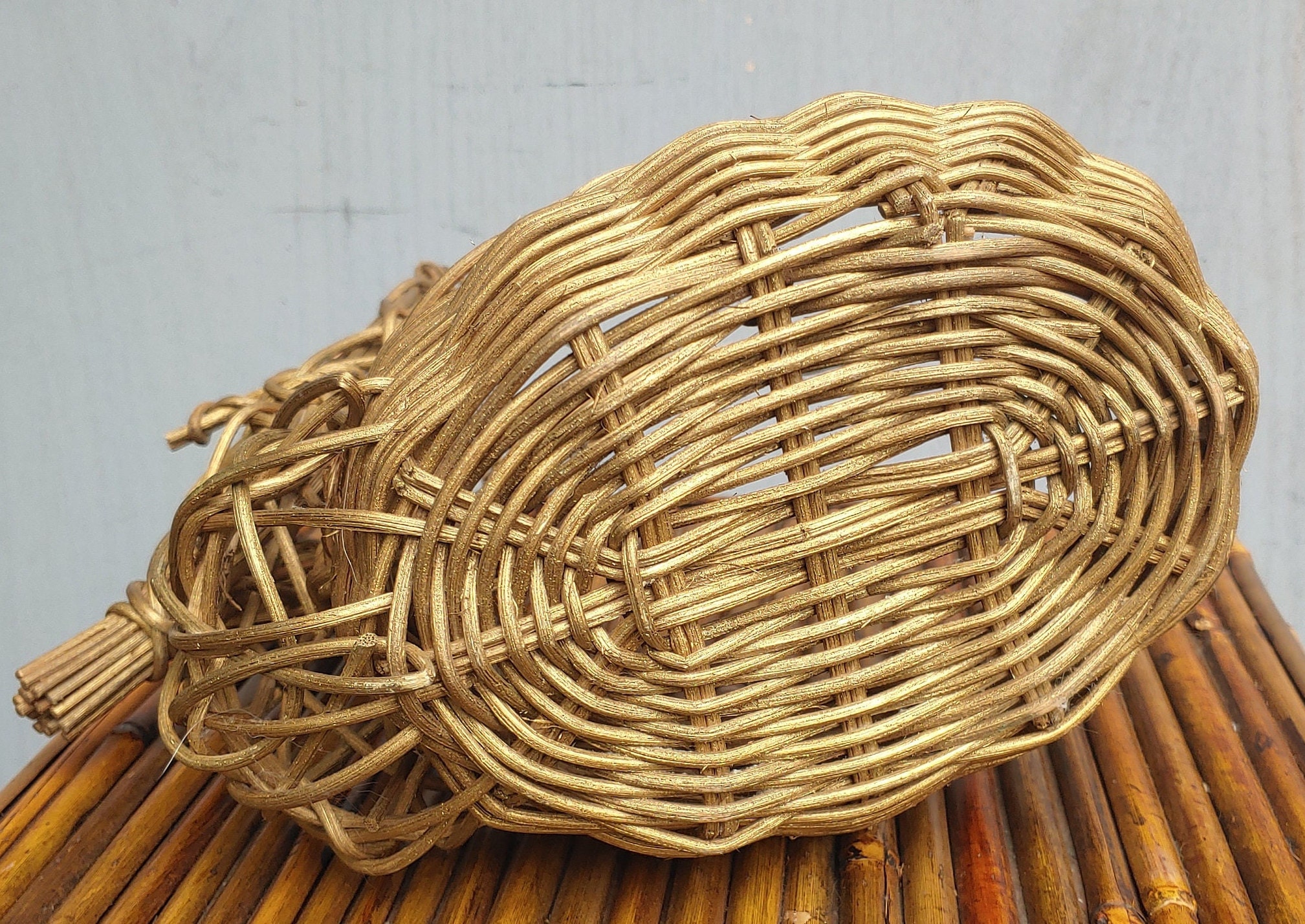 Rustic Wicker Willow Basket Woodland Wildlife Tabletop Planter Porch ...