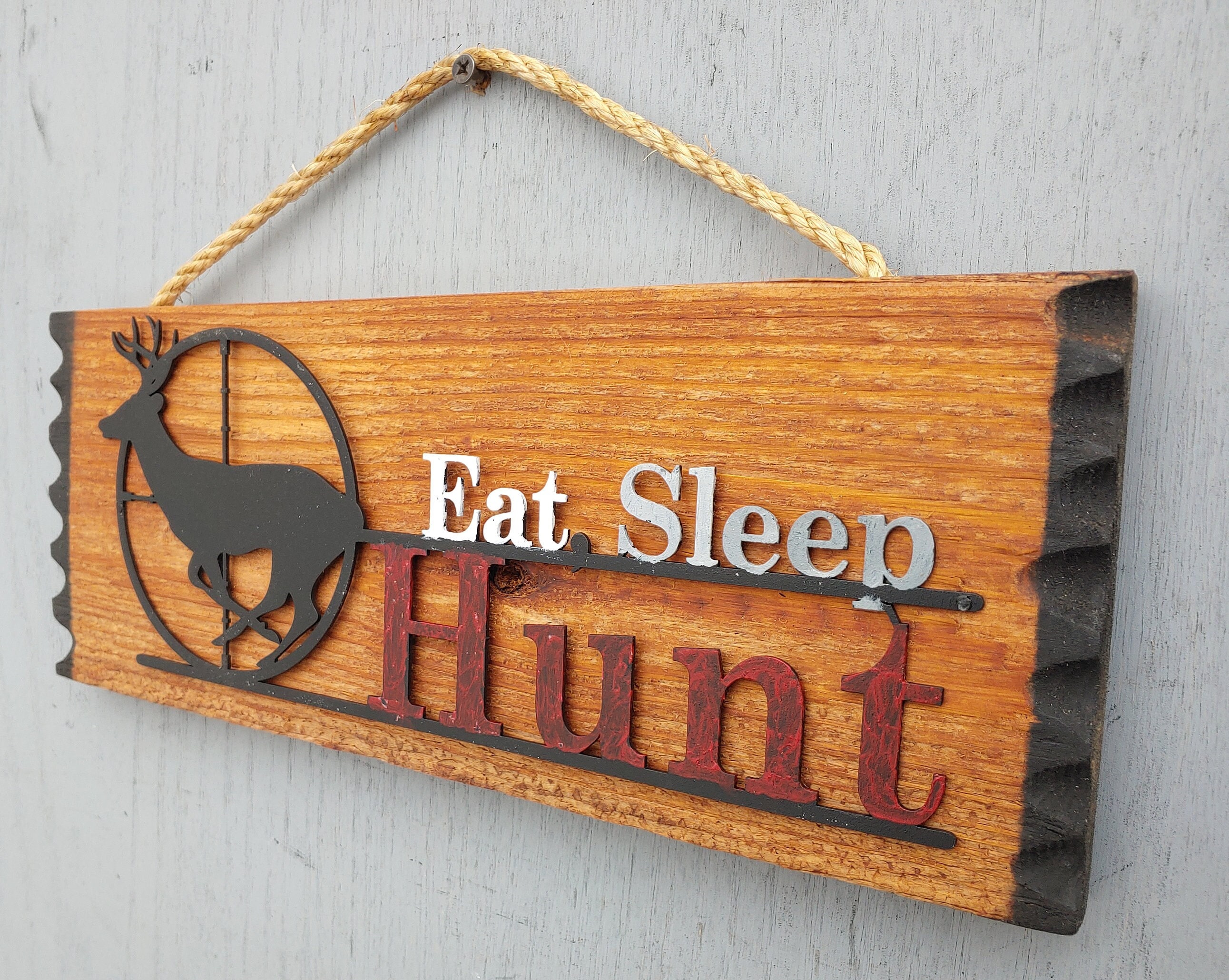 Buck in the Crosshairs Rustic Sign Eat Sleep Hunt Sign - Etsy