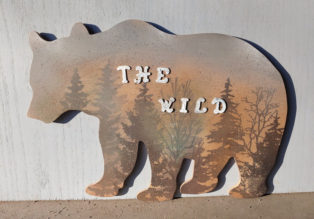 Bear "the Wild" Wall Sign Den Pine Tree Country Animal Woodland ...