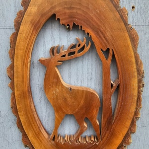 Vintage Live Edge Elk Cutout Design Wall Hanging Cabin Decor Rustic Art ...