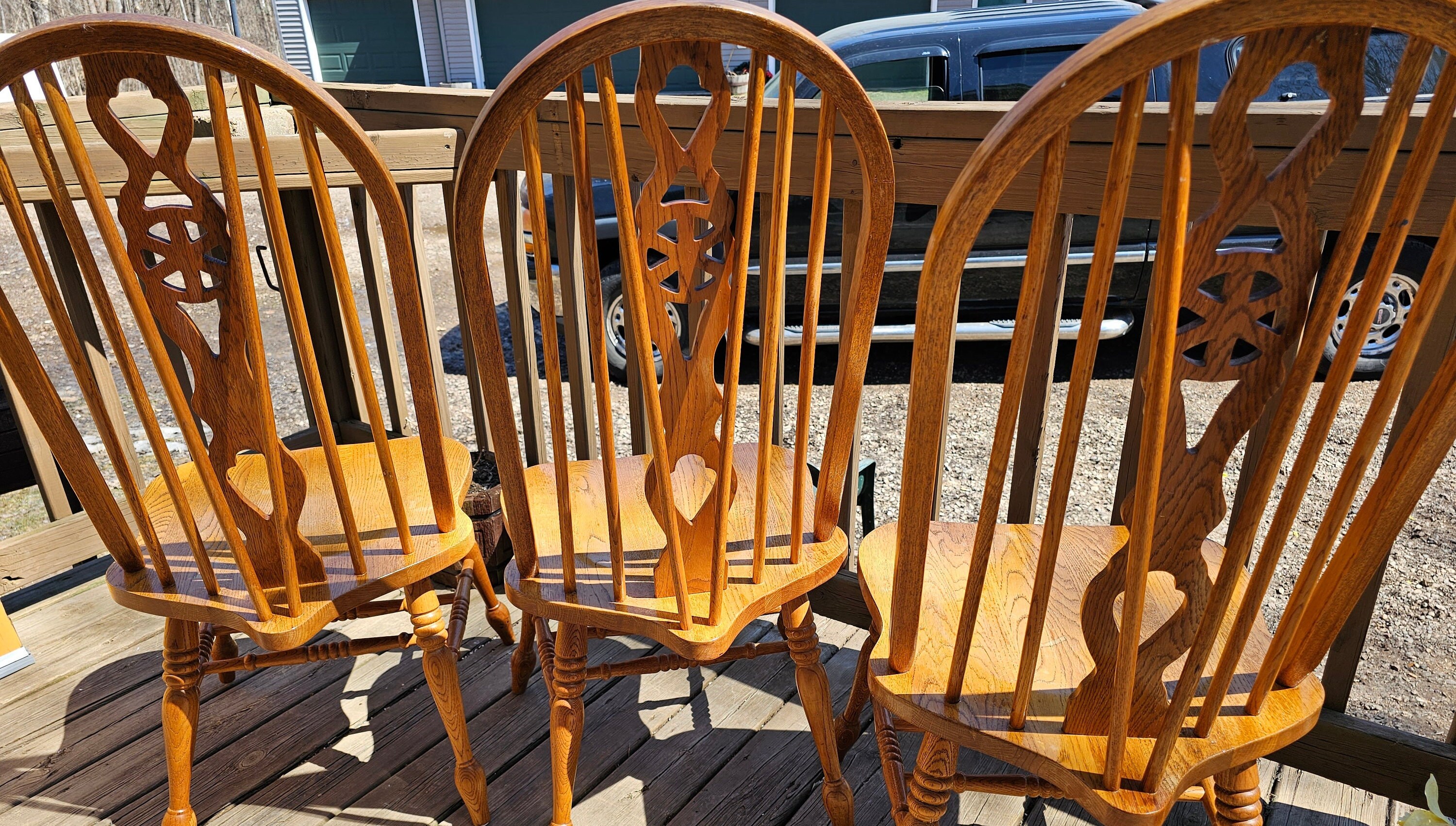 Vintage Windsor Back Chairs Fiddle Wheel Dining Kitchen Seats Oak ...