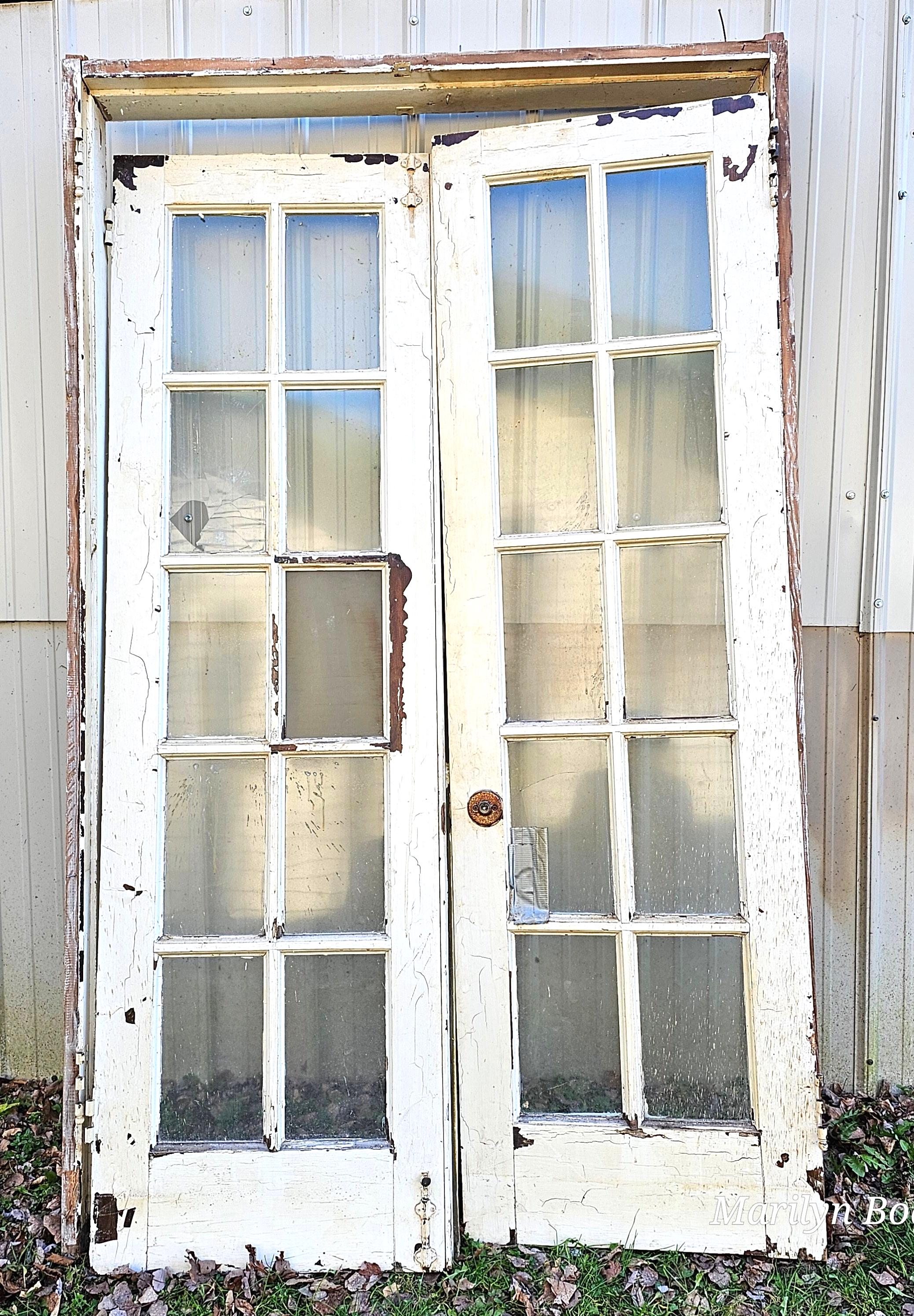 Vintage 10-pane French Doors With Frame: Architectural Salvage ...