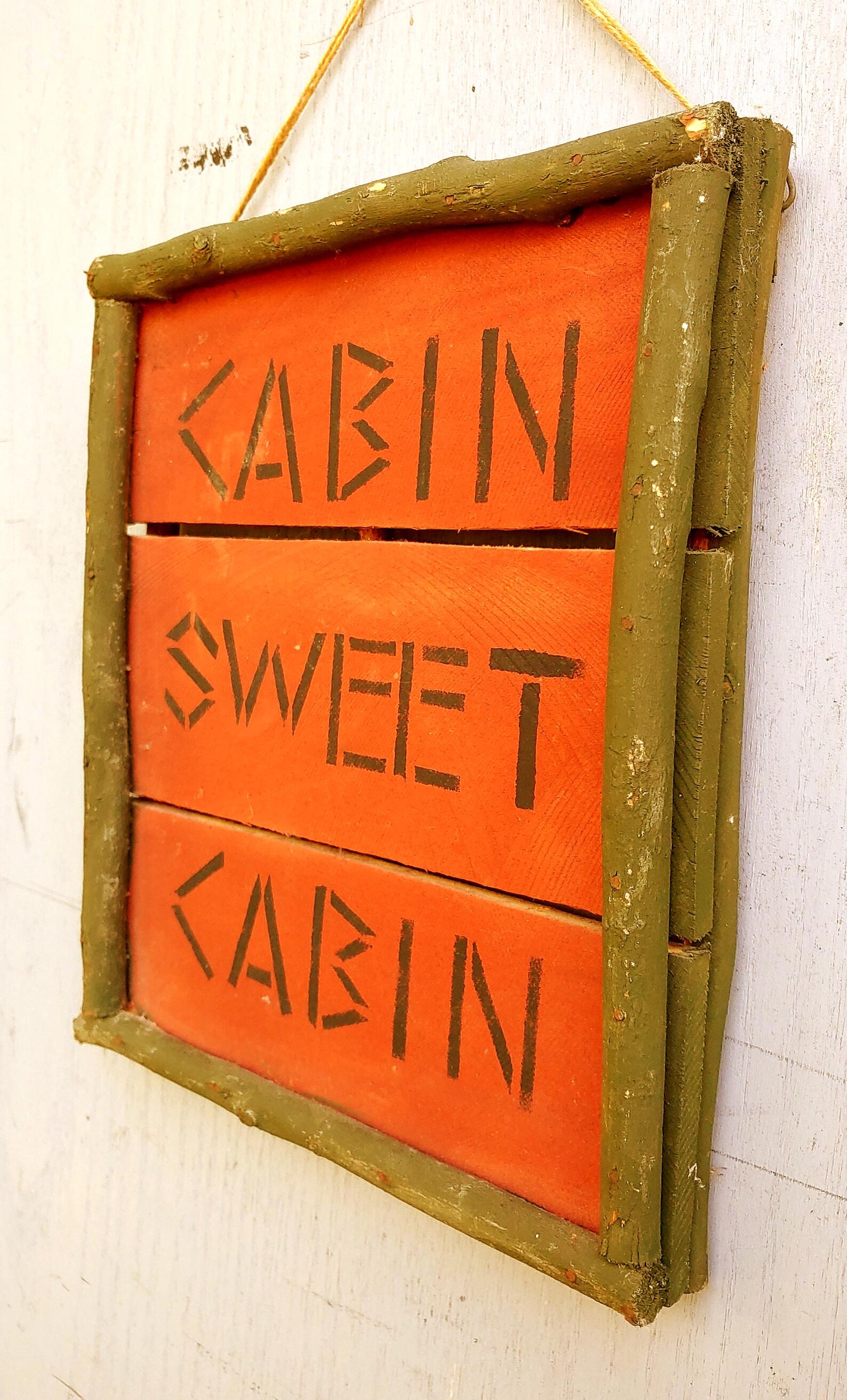 Rustic Cabin Sweet Cabin Twig Sign: Handmade Branch Frame Wall Decor ...