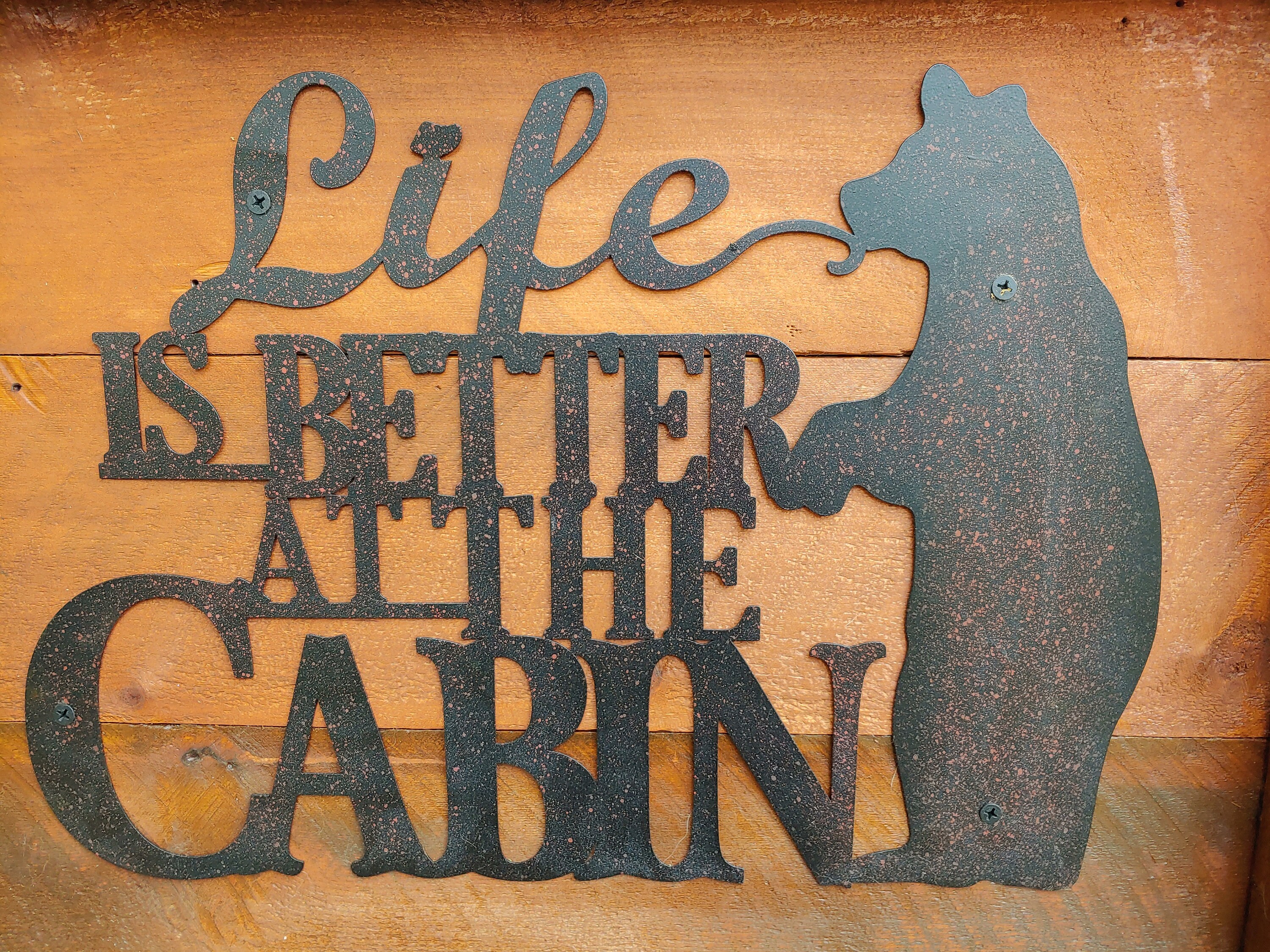 Rustic Wood Cabin Sign life is Better at the Cabin Bear Framed Hunting ...