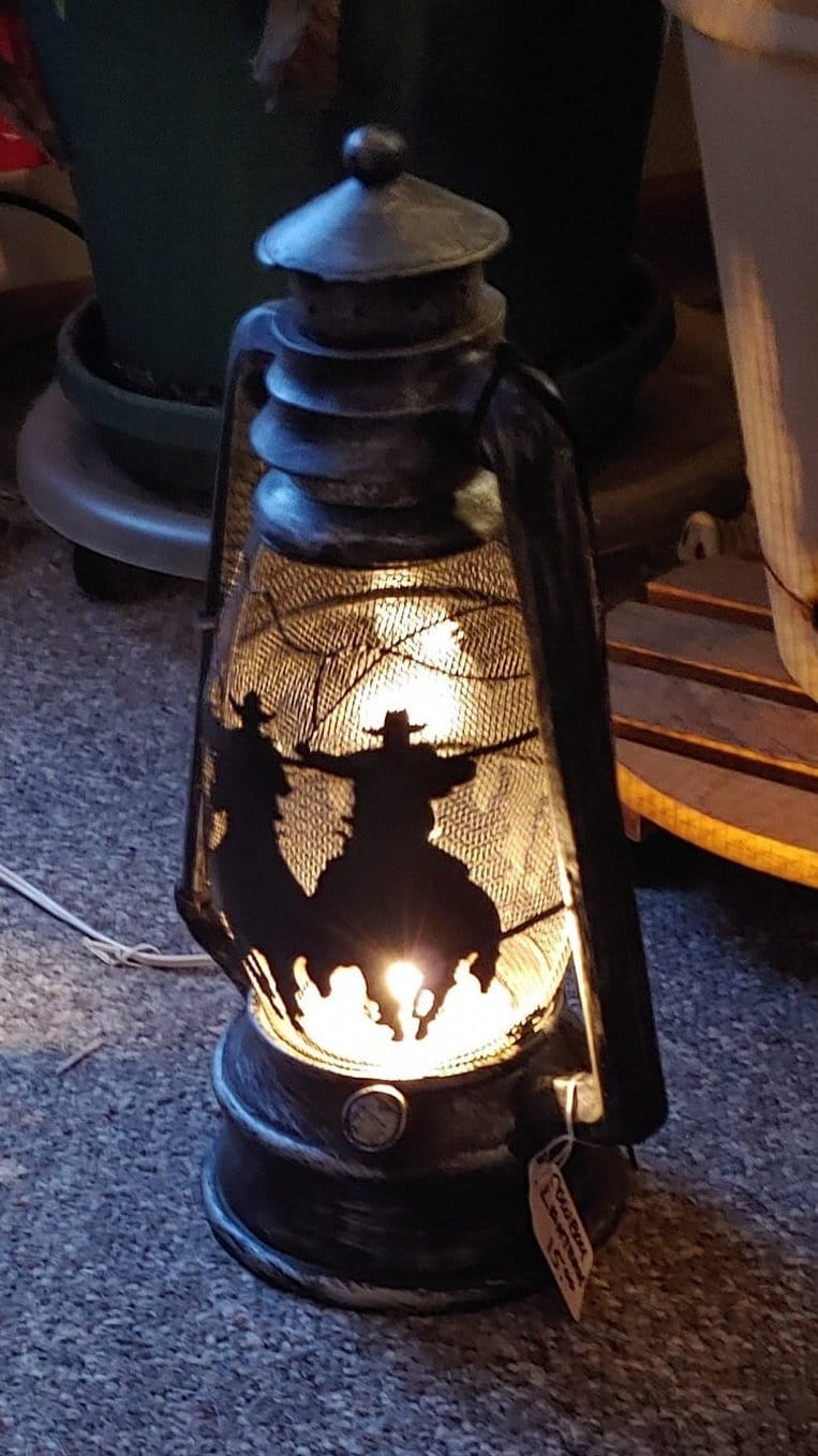 Vintage Western Lantern Cowboy Horse on the Screen Electric Light Bulb ...