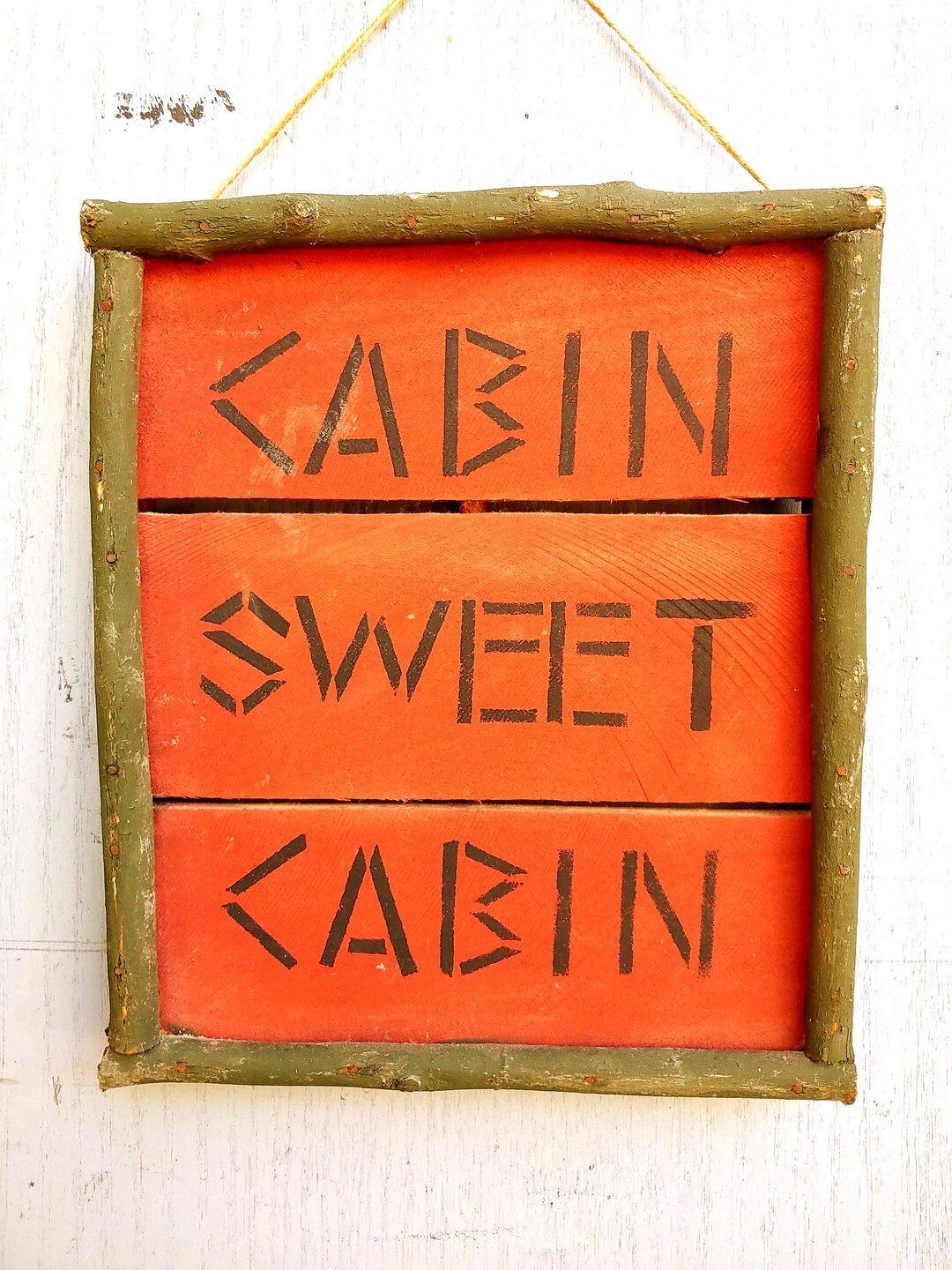 Rustic Cabin Sweet Cabin Twig Sign: Handmade Branch Frame Wall Decor ...