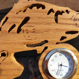Lasered Cutout Fish Clock Jumping Bass Wood Shelf Sitter Time Battery ...