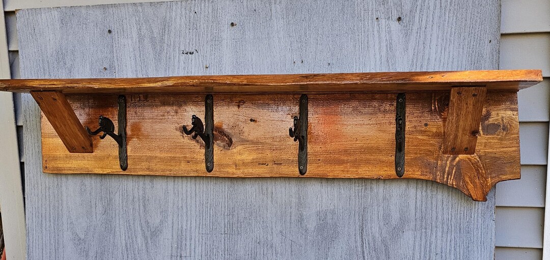 Rustic Coat/hat Rack Aspen Wood Metal Bear Hooks Handmade Local Wood ...