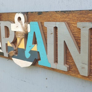 Nautical Captain Wall Sign Rustic Sailing Boating Ship Lighthouse ...