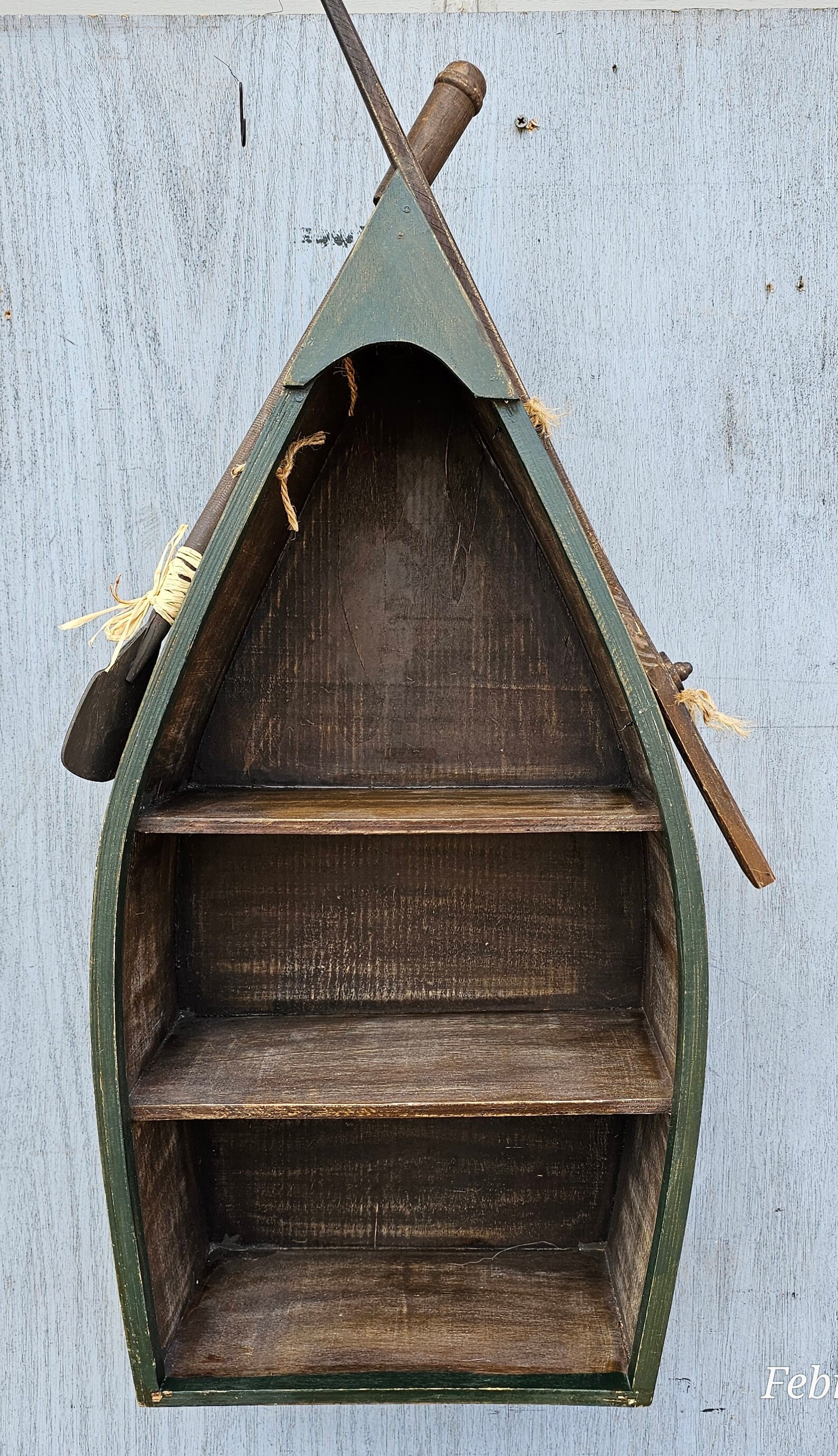 Vintage Boat Shelf Hang Stand Paddle Fishing Pole Three Shelves Rustic ...